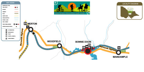 Merton to Bonnie Doon map - The Great Victorian Rail Trails of Victoria
